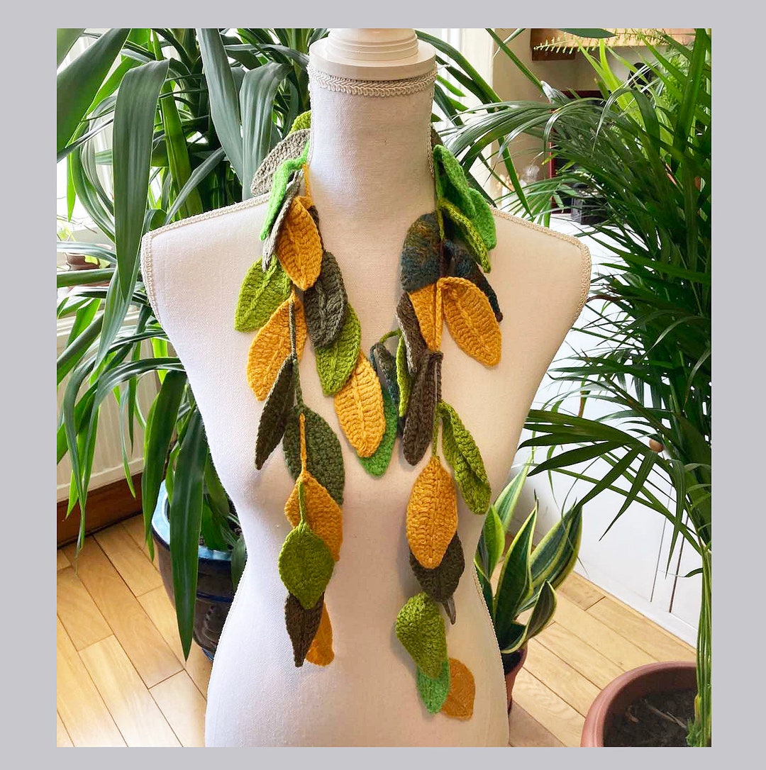 Green - Yellow Color Leafy Neck Garland Shawl Necklace - Boho Style ...