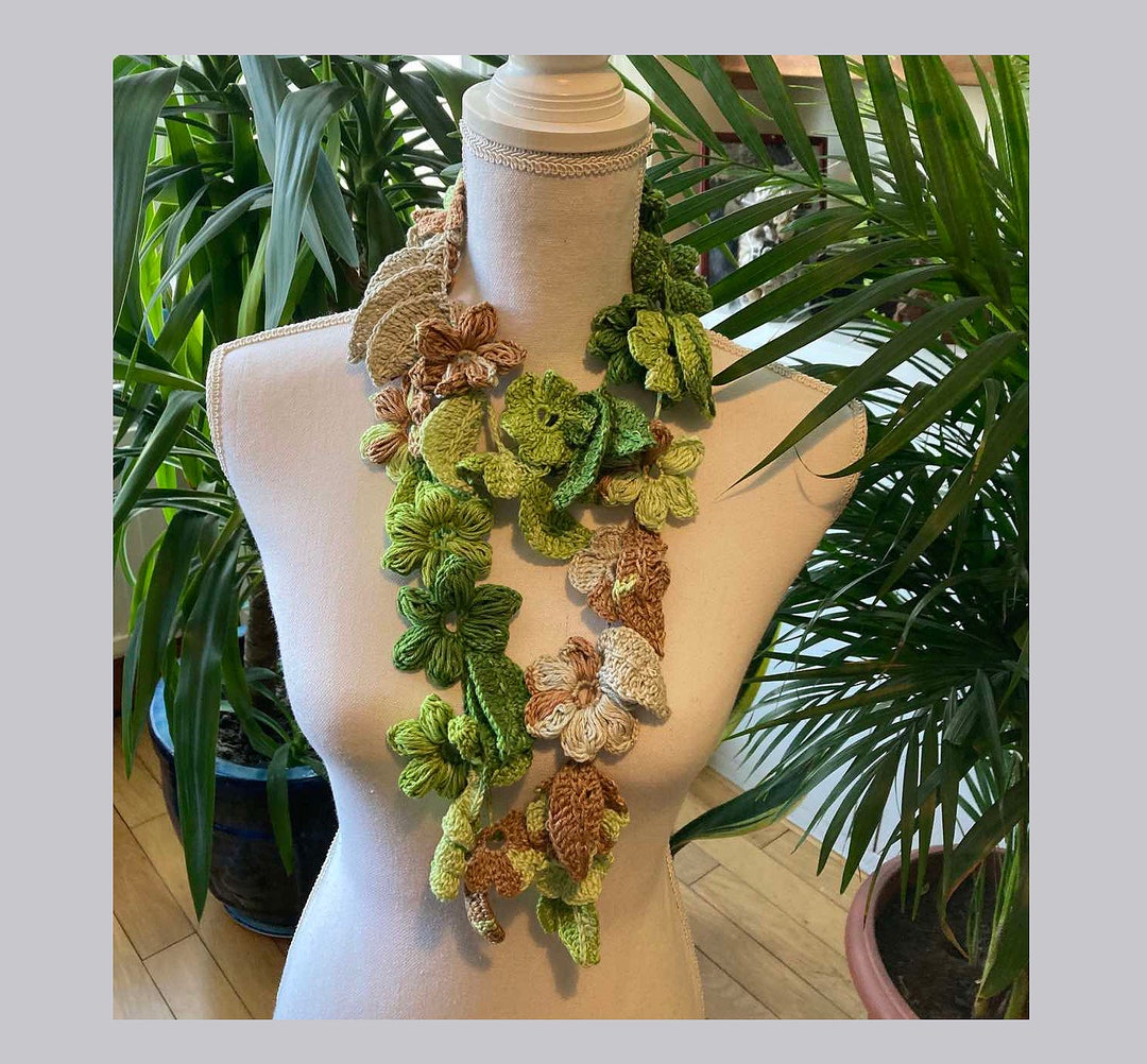 Gradient Brown Green Color Leafy Flowering Neck Garland Shawl - Etsy