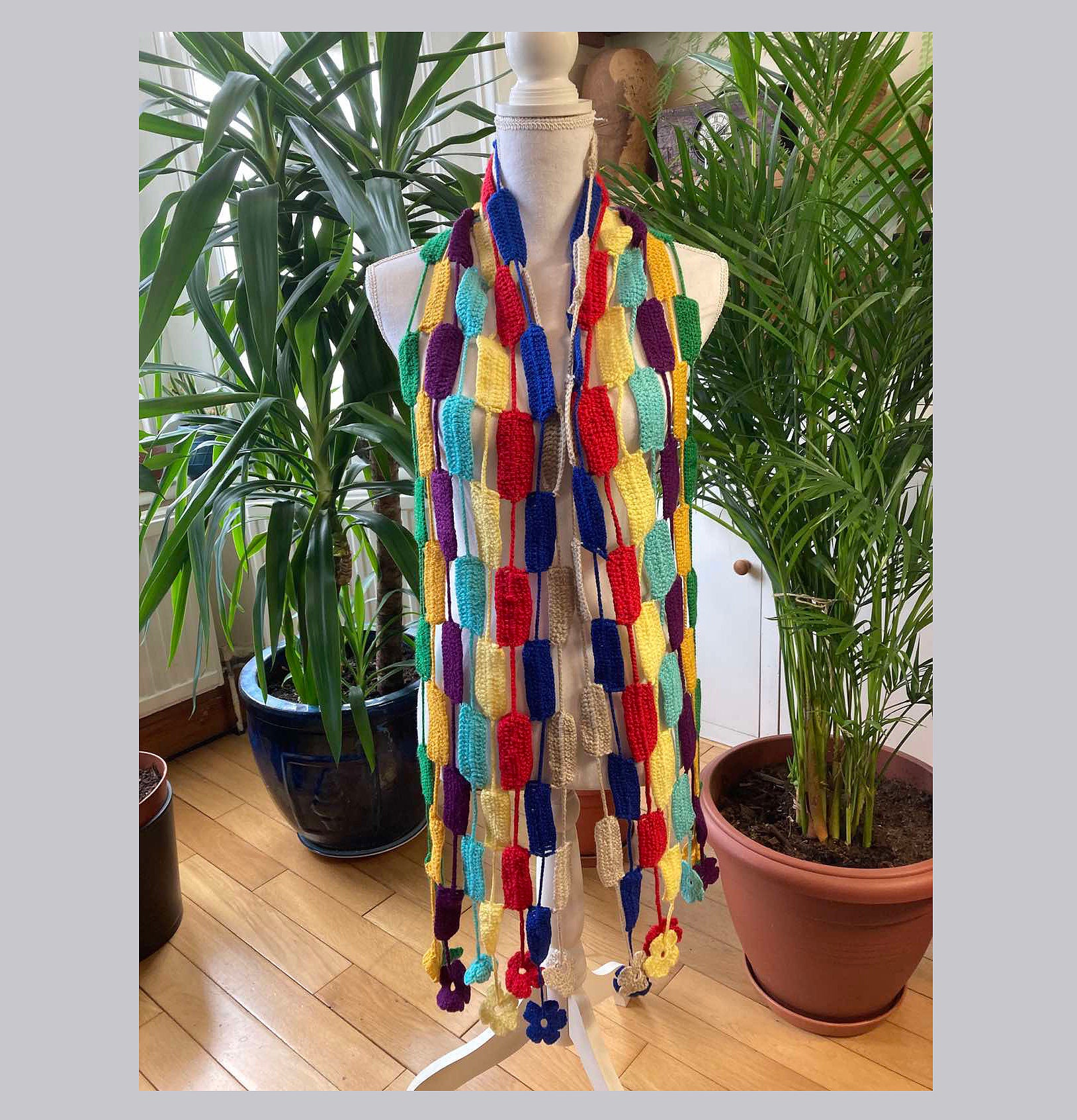 Hand Crochet Rainbow Colors Shawl Rectangular Wrap Shawl Design Shawl ...