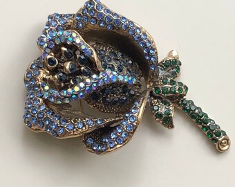 Blue Rose Brooch | Etsy