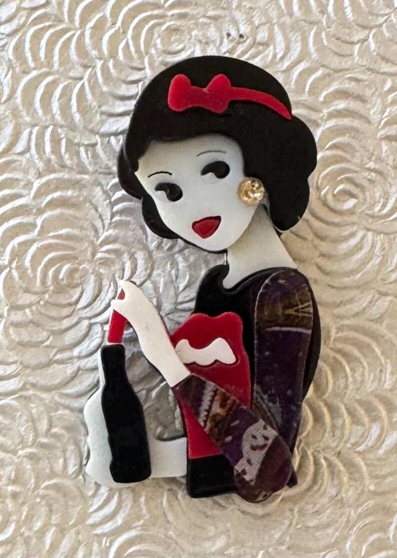 Unique Lady Vintage Style Acrylic Brooch - Etsy