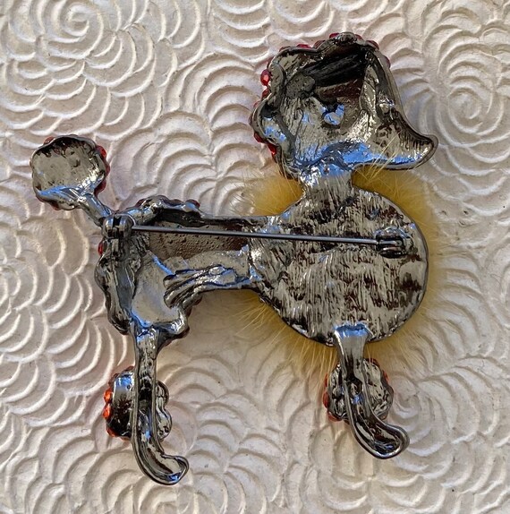 Adorable large crystal poodle vintage style brooch - Gem