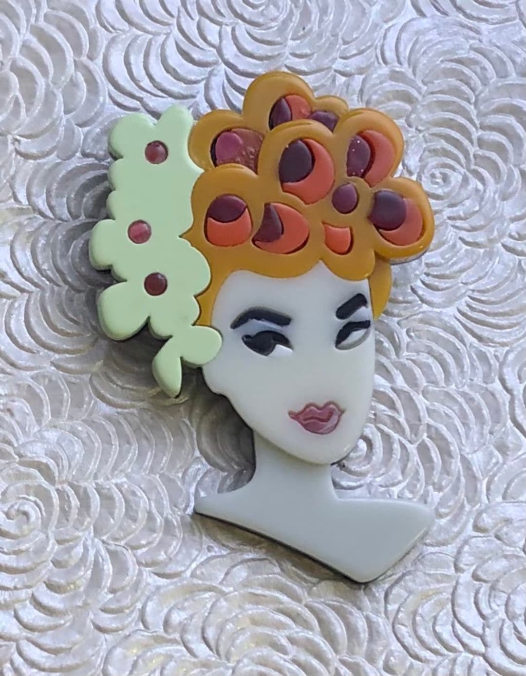 Unique Vintage Style Lady Face Brooch - Etsy
