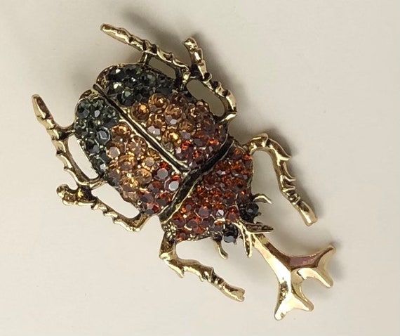 Vintage style large beetle scarab brooch - Gem