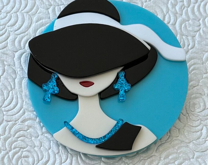 Unique Lady Face With Hat Brooch - Etsy