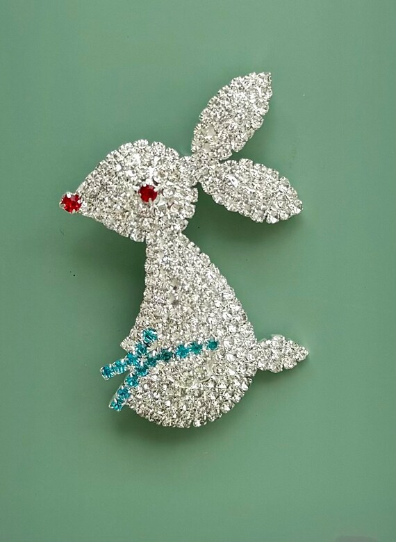Adorable bunny vintage style large Brooch - Gem