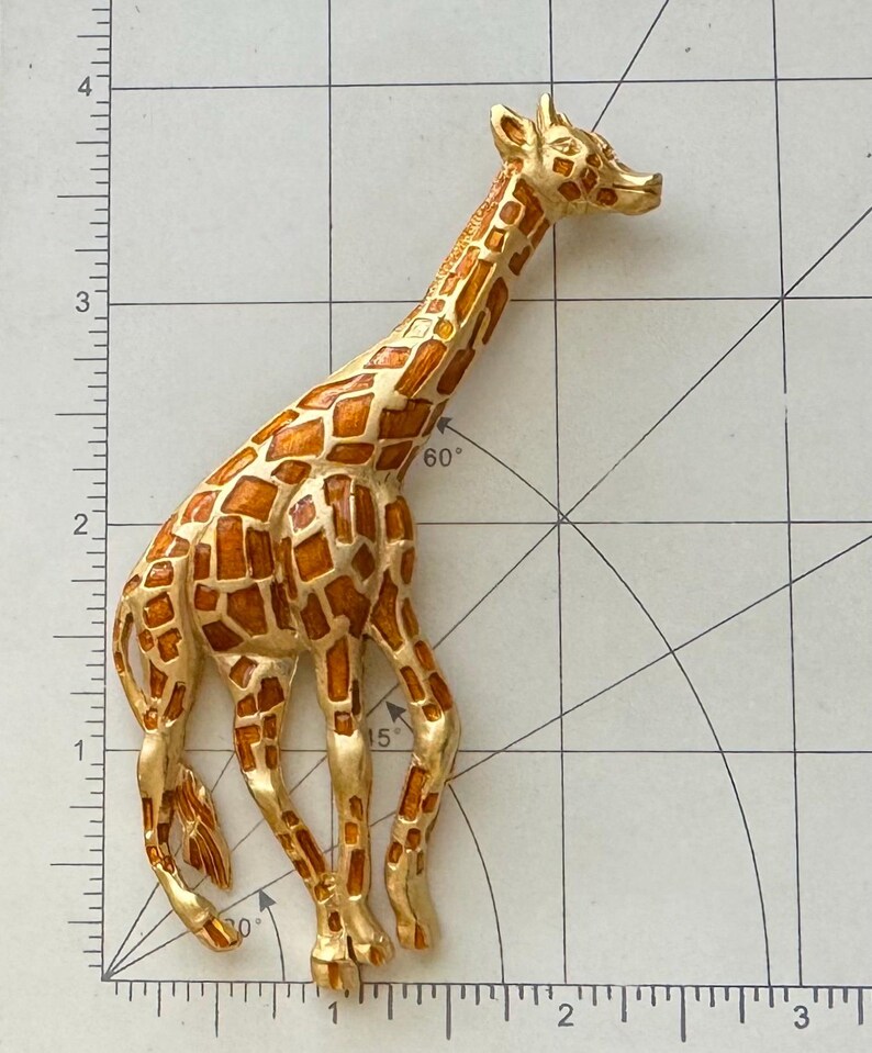 Vintage Giraffe Brooch Enamel on Gold Tone Metal - Etsy