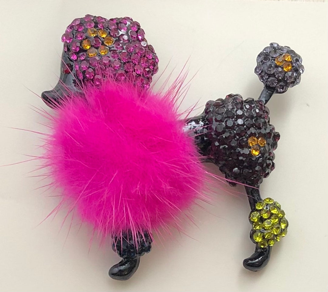 Adorable Large Crystal Poodle Brooch - Etsy