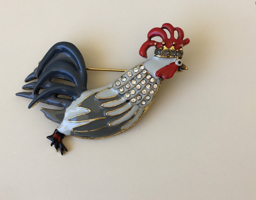 Adorable Large Rooster Brooch - Etsy