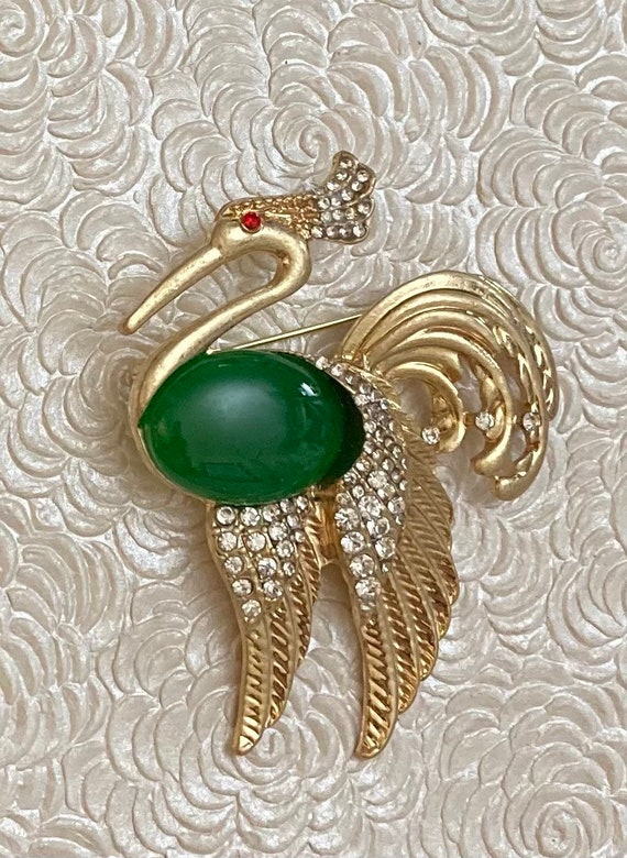 unique vintage bird brooch - Gem