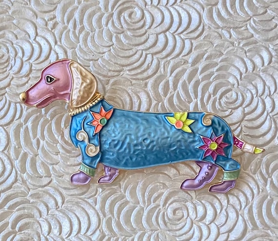 Dachshund dog vintage style brooch Etsy