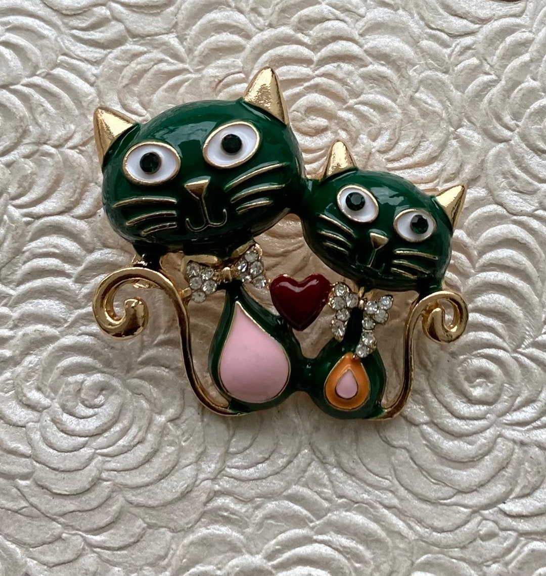 Adorable Vintage Style Two Cats Brooch - Etsy