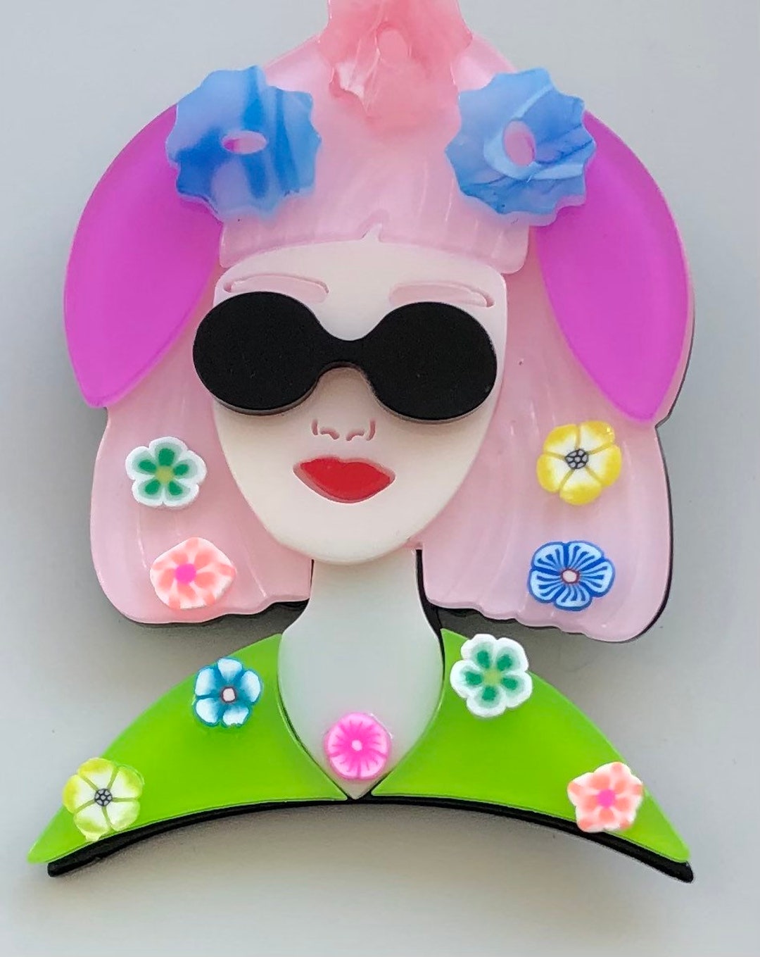 Unique Lady Face Vintage Style Large Brooch - Etsy