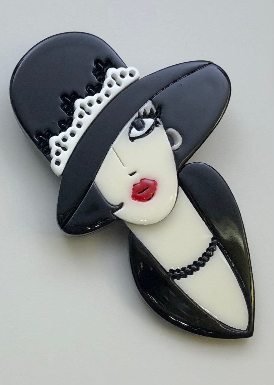 Unique Lady Face With Sunglasses Vintage Style Large Brooch - Etsy
