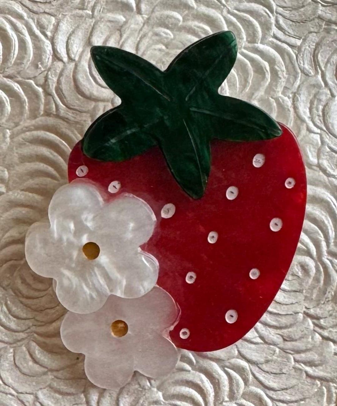 Unique Vintage Style Strawberry Brooch in Acrylic - Etsy