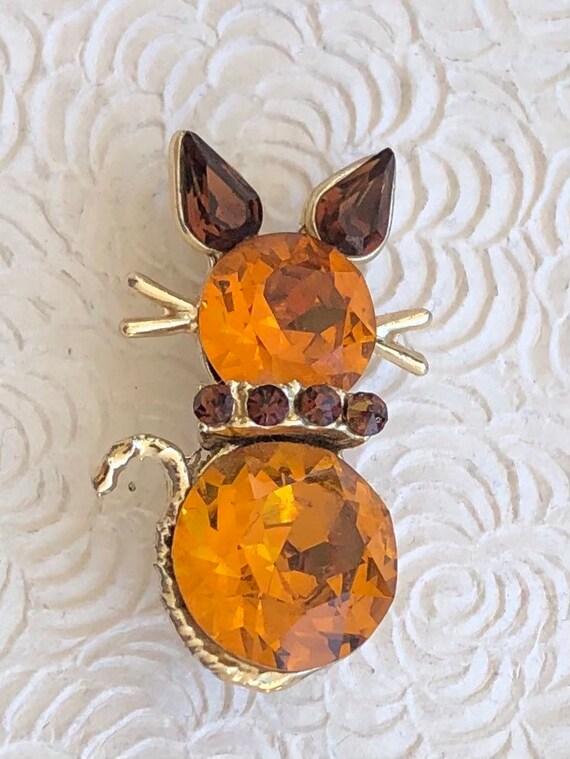 vintage cat brooch - Gem