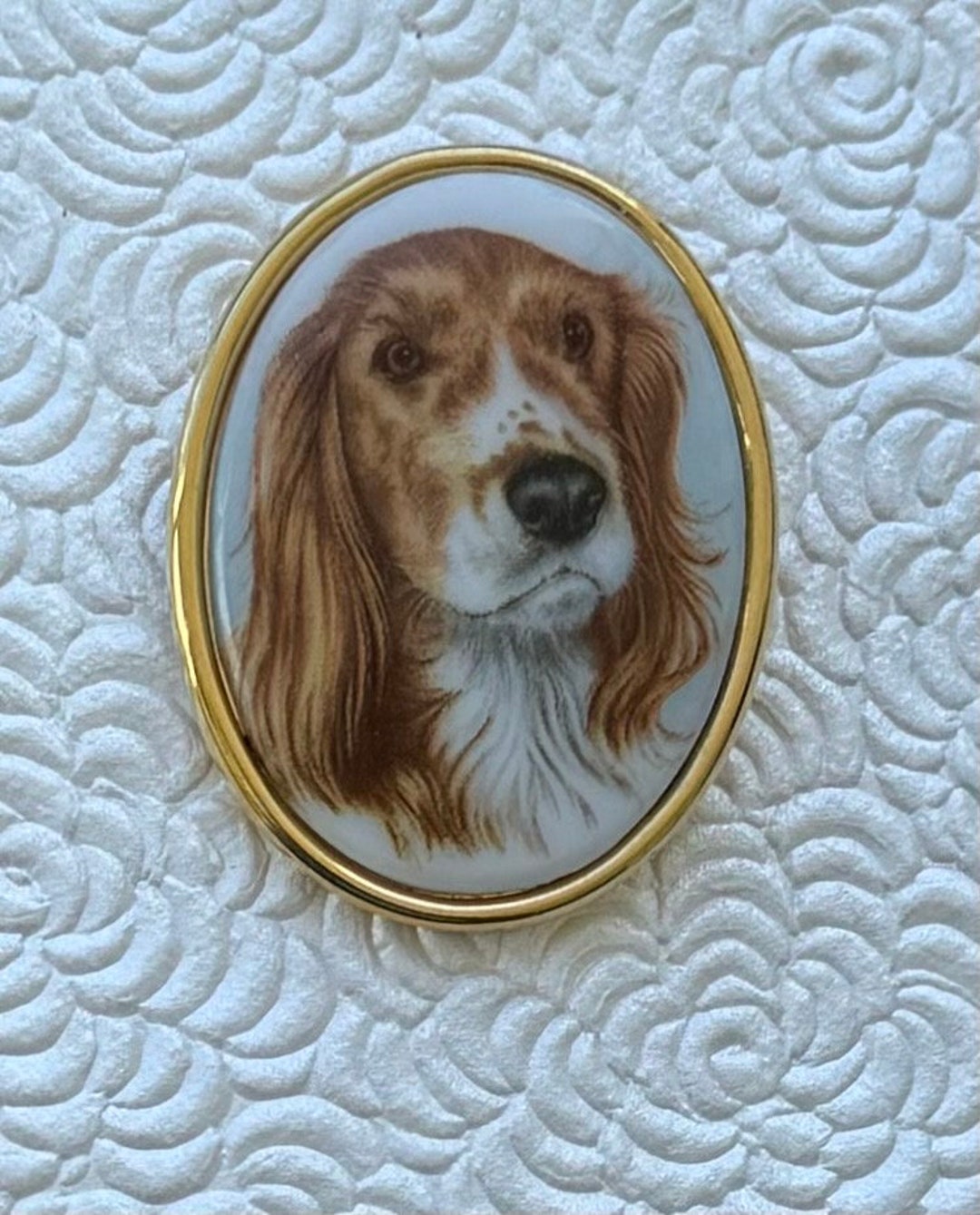 Vintage Cocker Spaniel Dog Cameo Brooch - Etsy