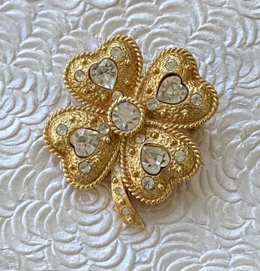 Unique Vintage Four Leaf Clover Brooch - Etsy