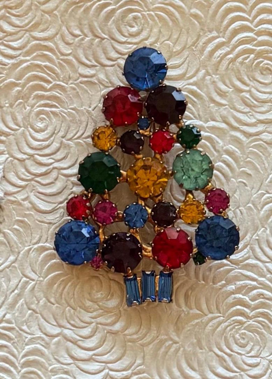 Rhinestone Christmas Tree Vintage Brooch - Etsy