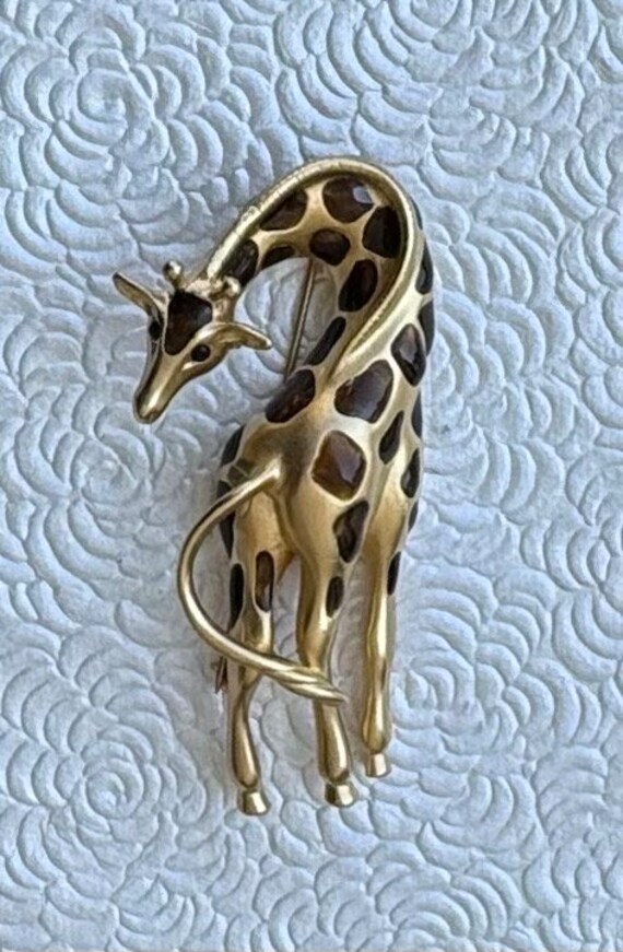 Vintage giraffe brooch signed - Gem