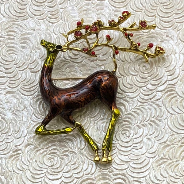 Deer Brooch - Etsy