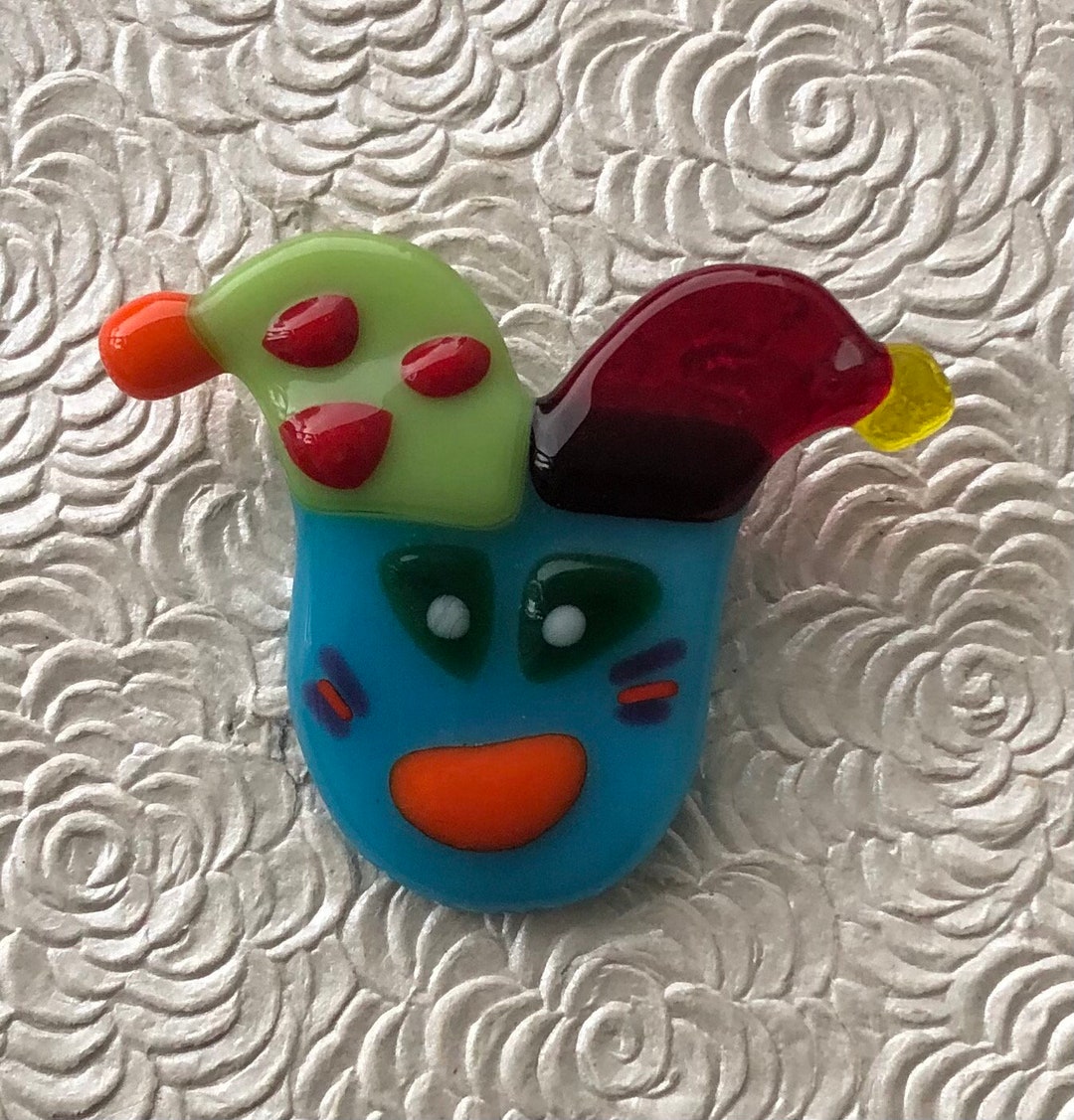 Vintage Art Glass Jester Brooch - Etsy