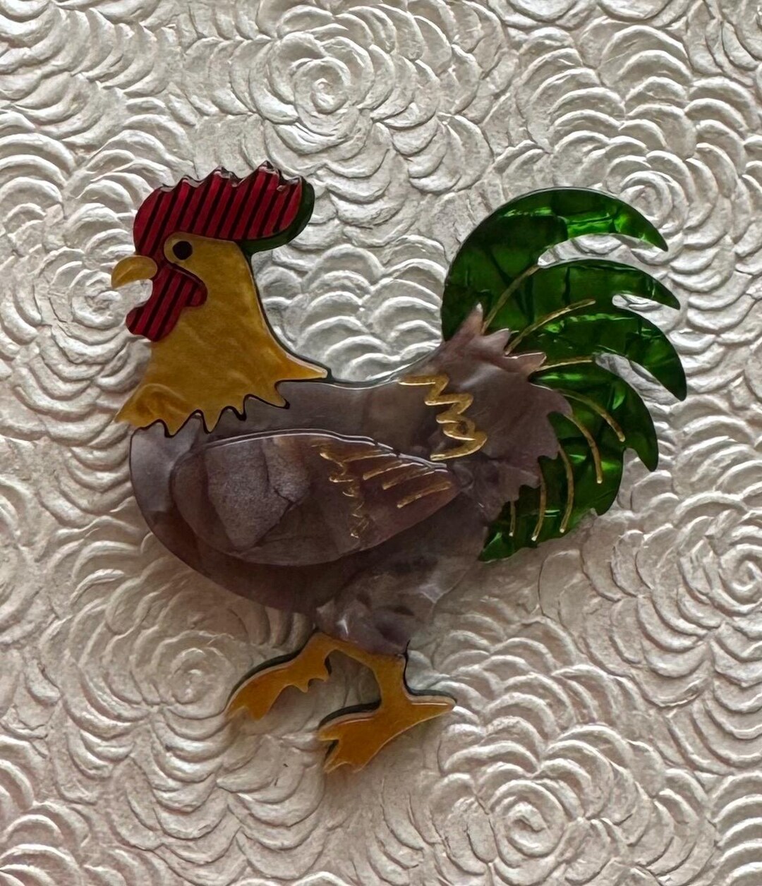 Unique Large Rooster Brooch - Etsy