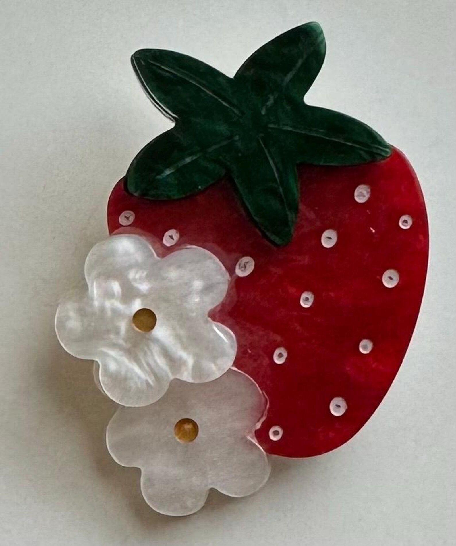 Unique Vintage Style Strawberry Brooch in Acrylic - Etsy
