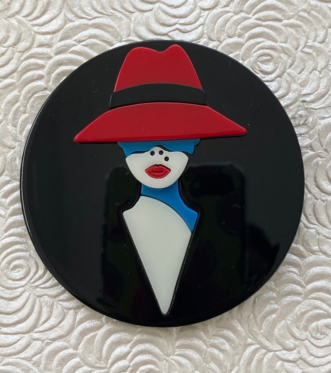 Unique Lady Face Vintage Style Acrylic Large Brooch - Etsy