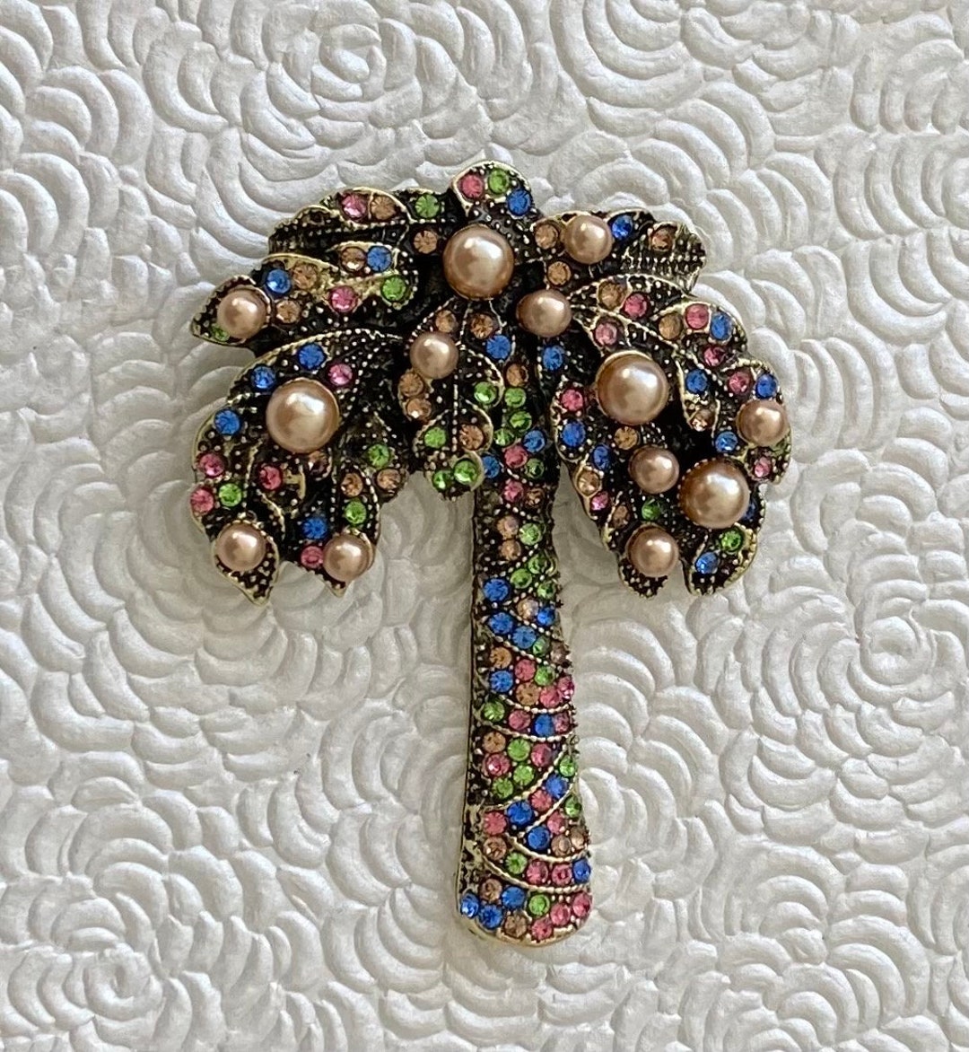 Vintage Style Large Coconut Palm Tree Brooch - Etsy