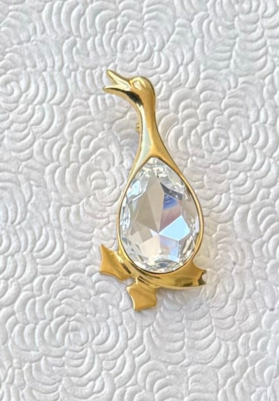 Vintage pin brooch duck - Gem