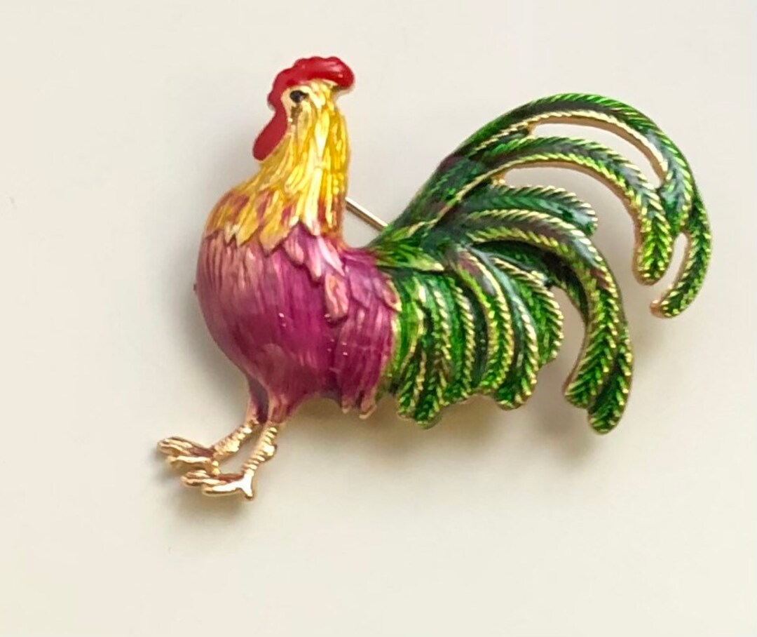 Unique Vintage Style Rooster Brooch - Etsy