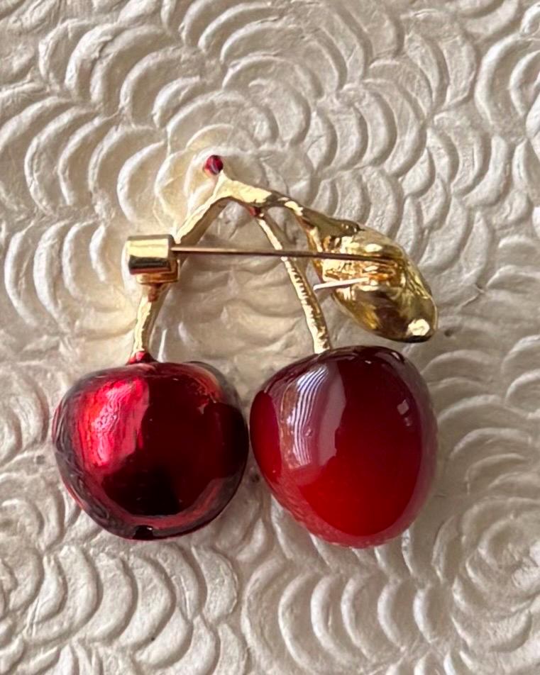 Vintage Style Cherry Brooch Pin - Etsy