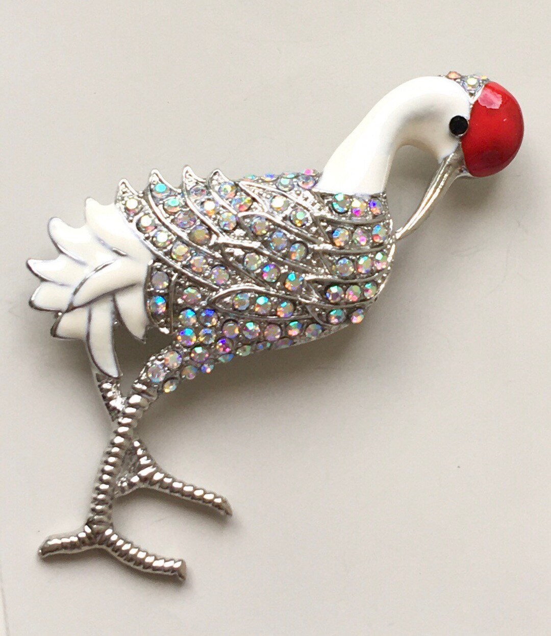 Crane Bird Vintage Style Brooch - Etsy