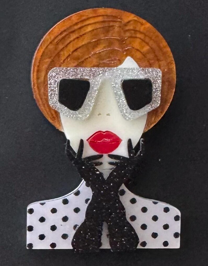 Unique Lady Face With Sunglasses Vintage Style Brooch - Etsy