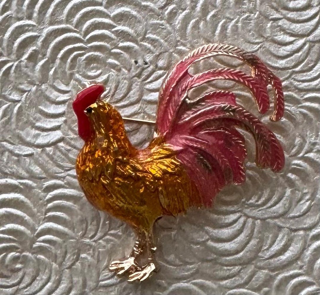 Unique Vintage Style Rooster Brooch - Etsy
