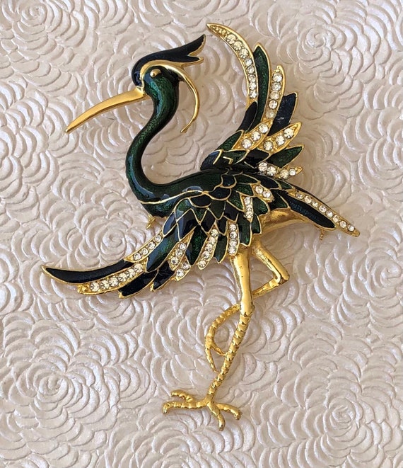 unique vintage bird brooch - Gem