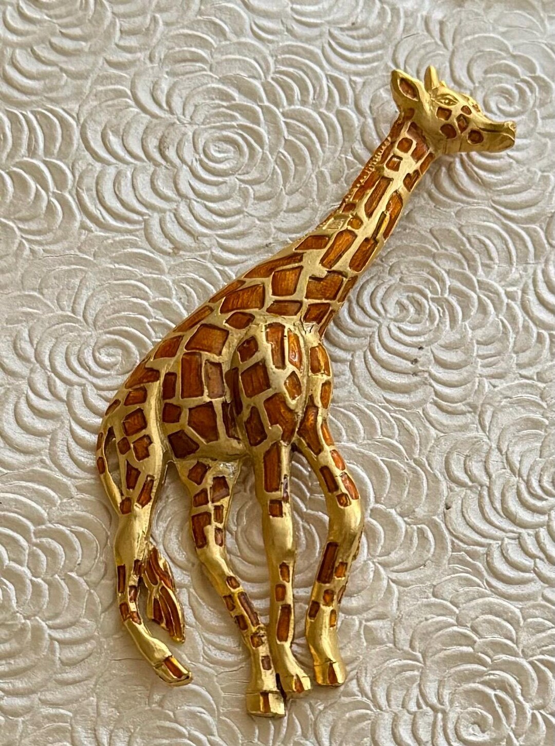 Vintage Giraffe Brooch Enamel on Gold Tone Metal - Etsy