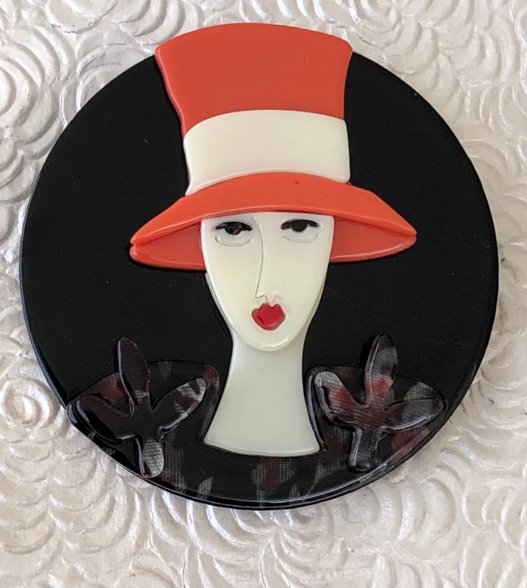 Unique Lady Face With Hat Brooch - Etsy