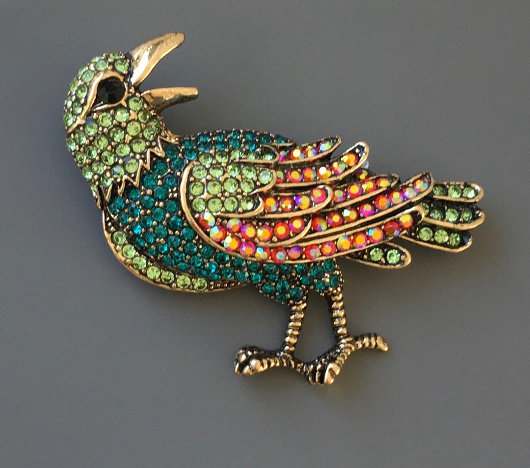 Vintage Style Bird Brooch - Etsy