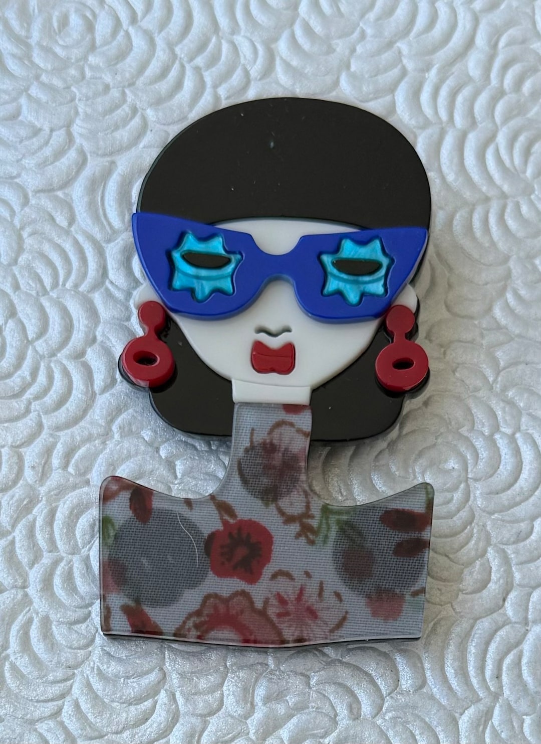 Unique Lady Face Large Vintage Style Brooch - Etsy