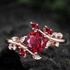 Hexagon Cut Red Ruby Ring Gold Silver for Women Vintage Unique Ruby ...