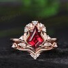 Hexagon Cut Red Ruby Ring Gold Silver for Women Vintage Unique Ruby ...