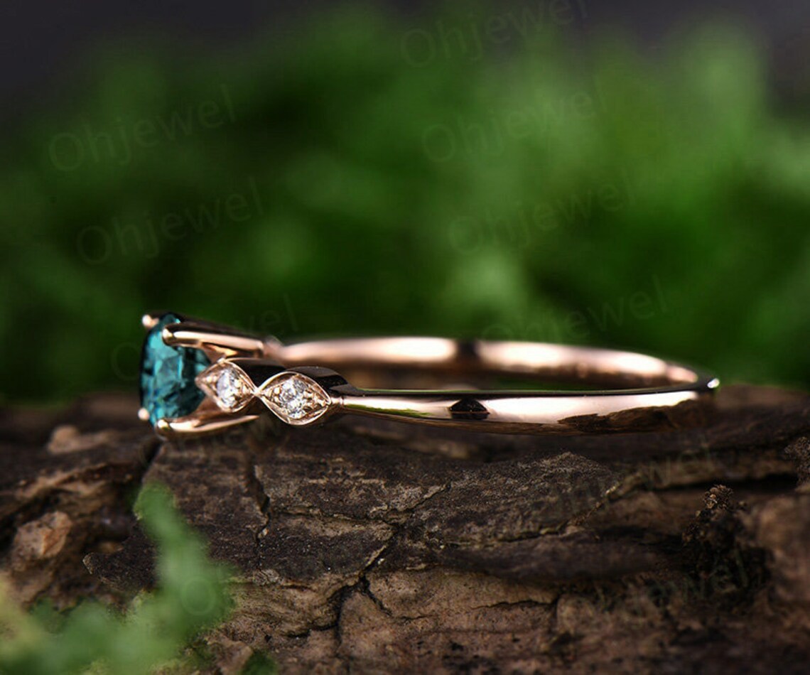 Art Deco Real Diamond Ring Color Change Alexandrite Engagement - Etsy