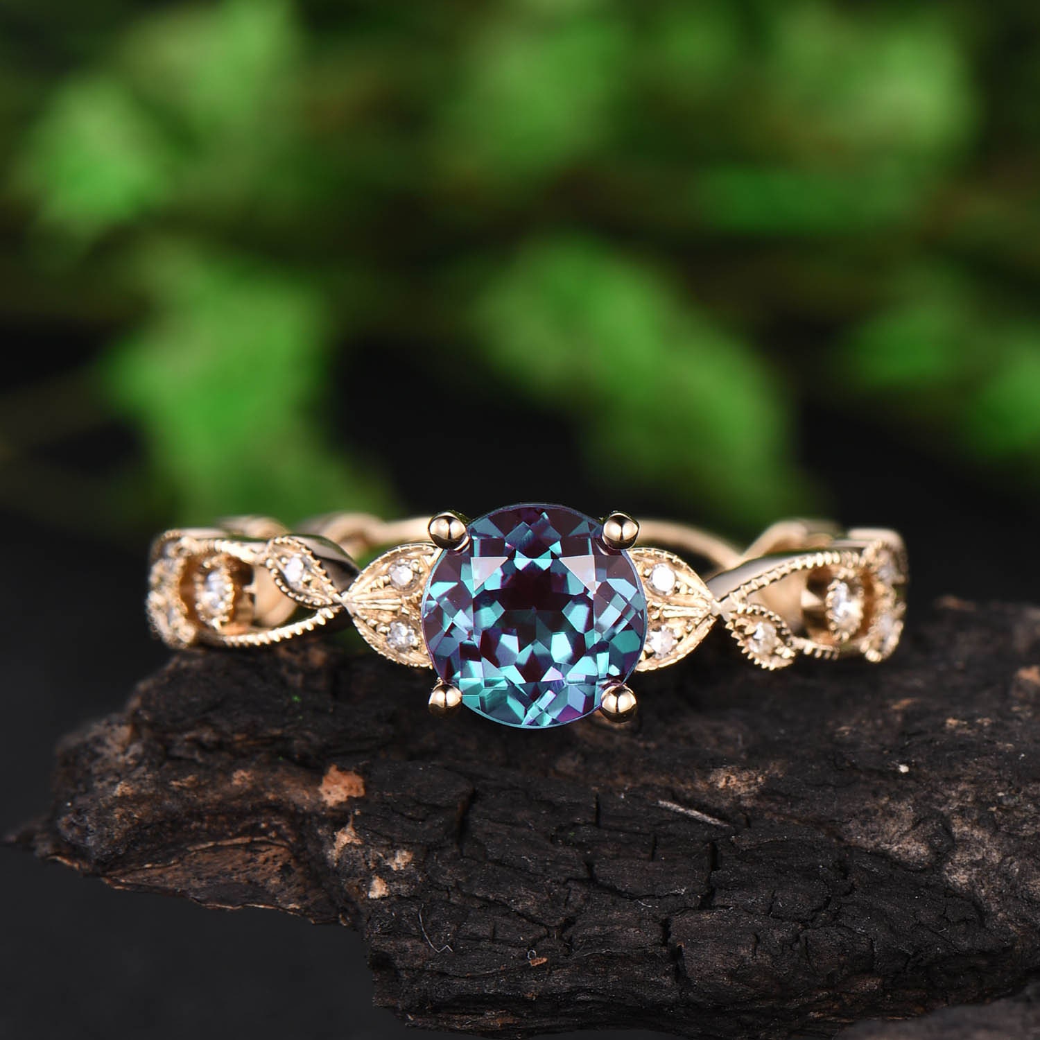 1ct color change alexandrite engagement ring flower | Etsy