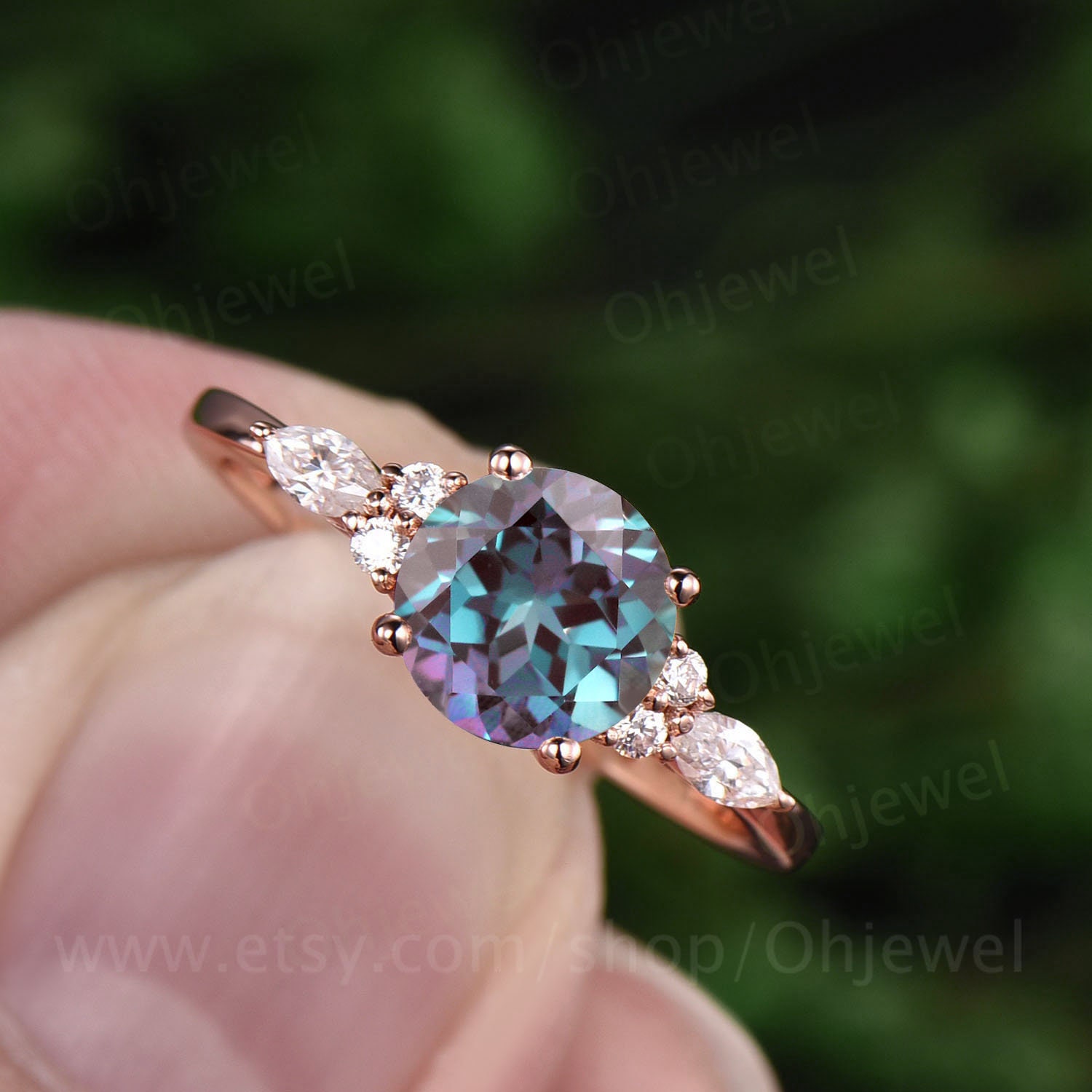 Rose Gold Ring Alexandrite Ring for Women Vintage Alexandrite - Etsy