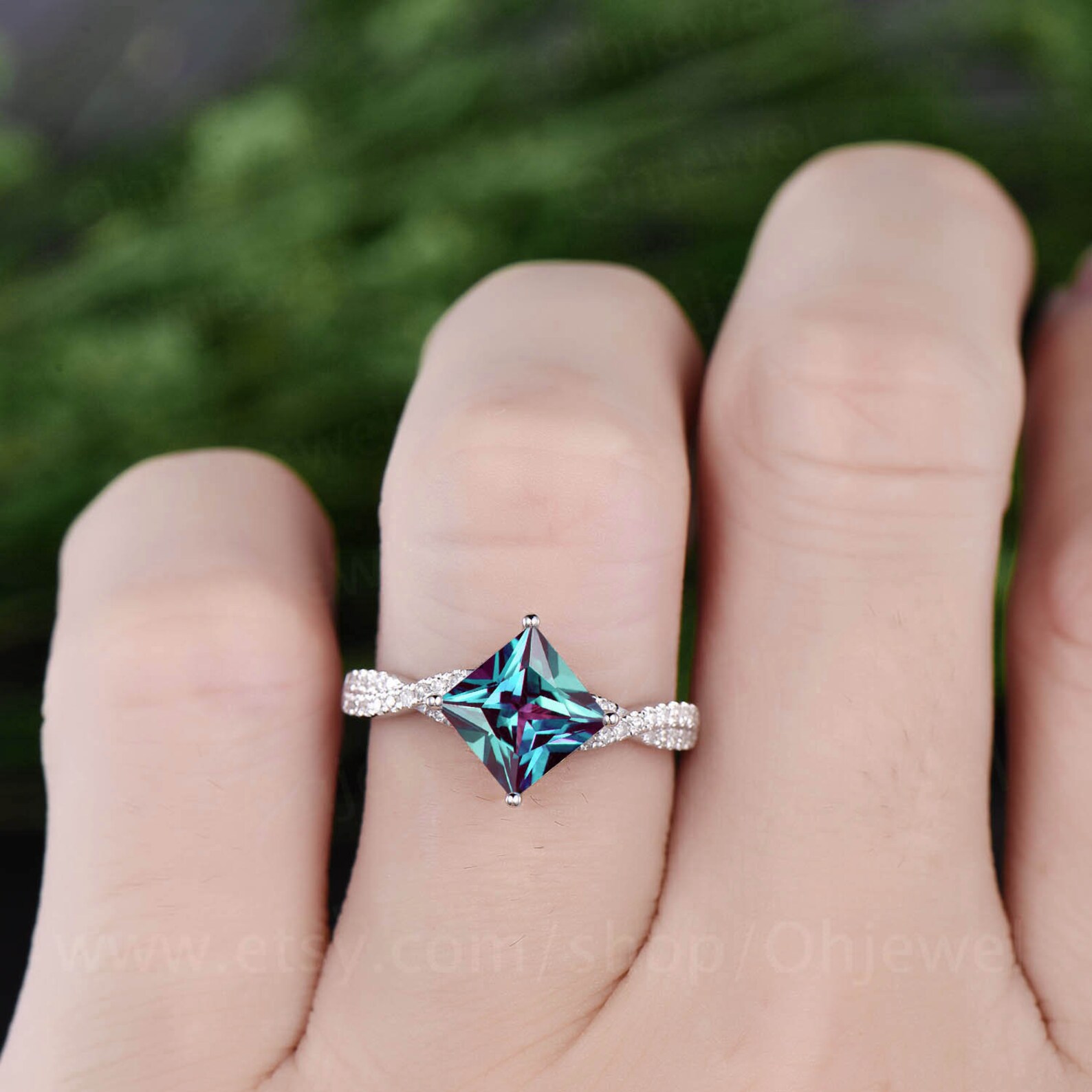 7mm Princess Cut Alexandrite Ring Color Change Alexandrite - Etsy