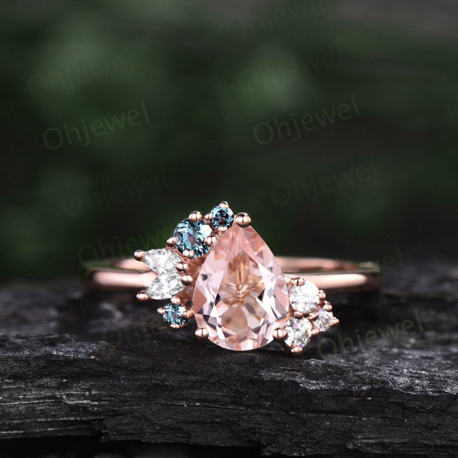 Pear Shaped Morganite Ring Rose Gold Vintage Unique Morganite - Etsy