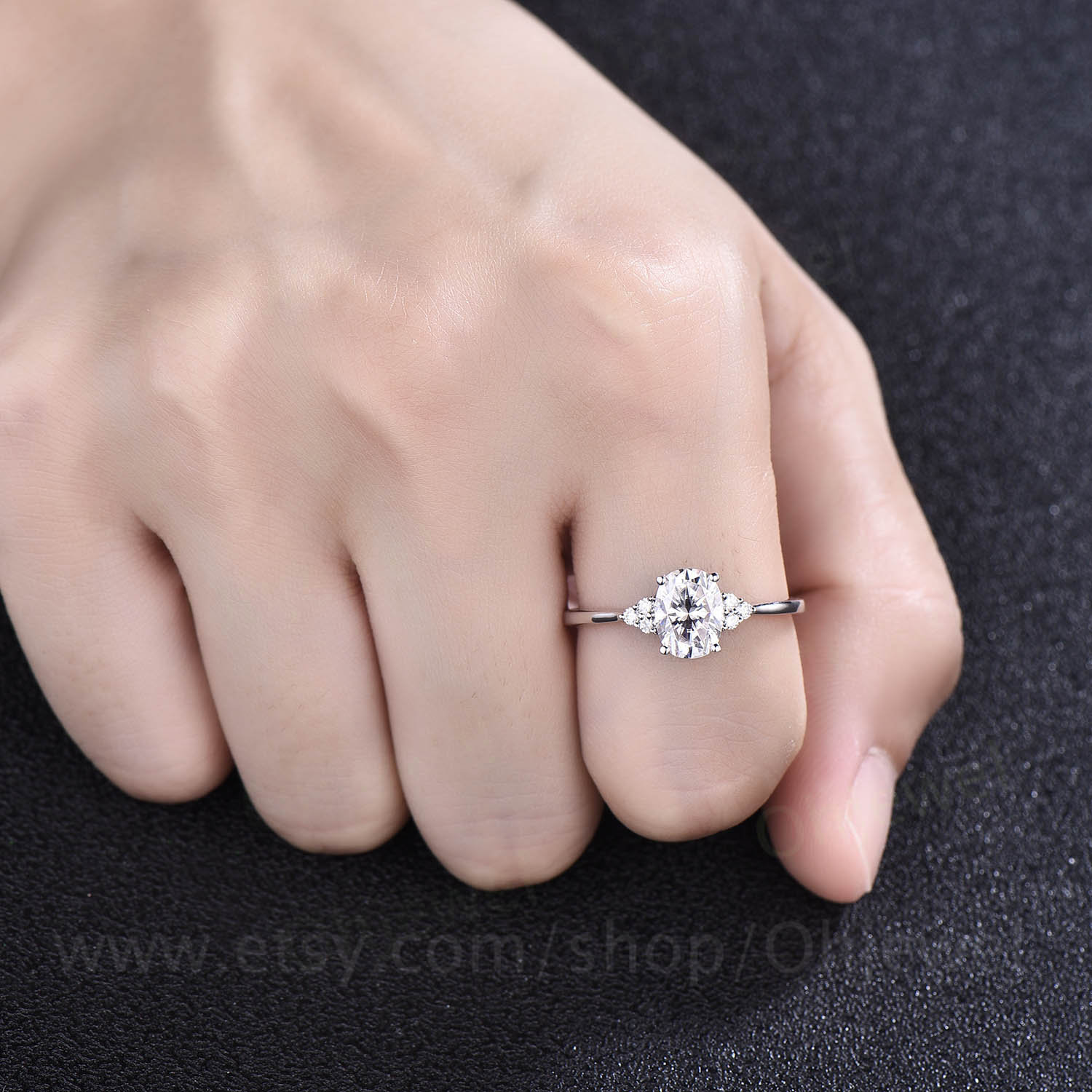 Oval Cut Moissanite Engagement Ring 14K 18K Rose Gold 7 Stone - Etsy