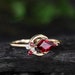 Kite Cut Red Ruby Ring Vintage Cluster Diamond Ring Yellow Gold East to ...